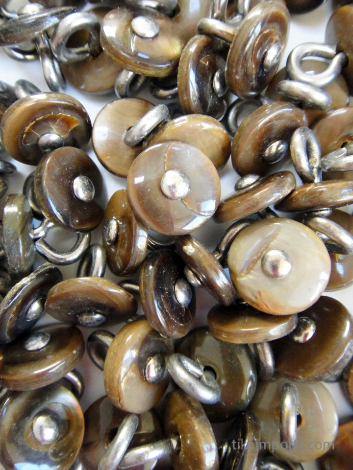 Victorian Shell Boot Buttons, Khaki (100pc) ~ bb10 – Tika